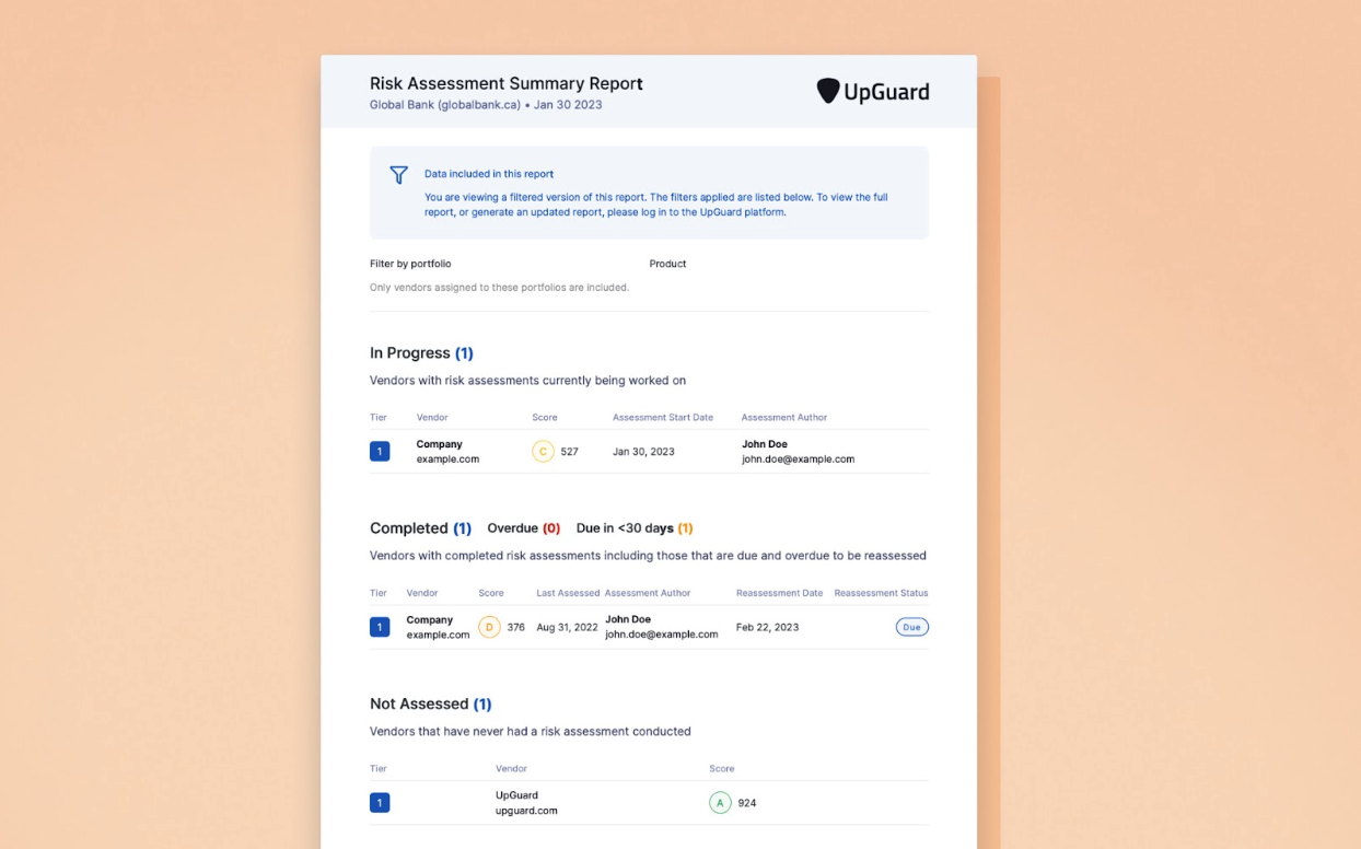 New Risk Assessment Summary Report | UpGuard Releases